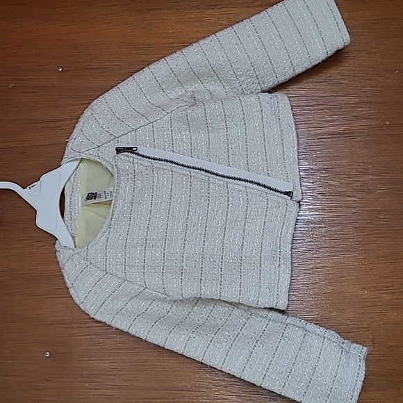 Cherokee | Jackets & Coats | Soft Cream And Gold Tweed Jacket | Poshmark